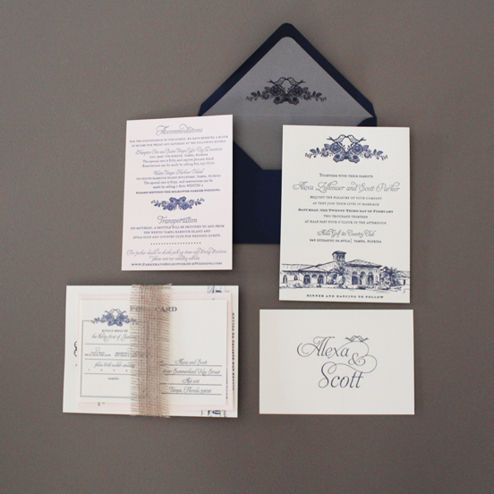 Custom Letterpress Wedding Invitations Tampa Bay Florida